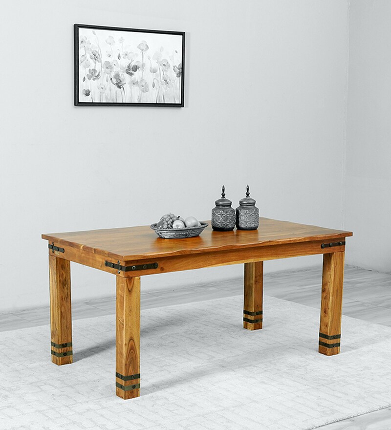 Buy Avyanna Solid Wood 6 Seater Dining Table In Natural Finish By ...