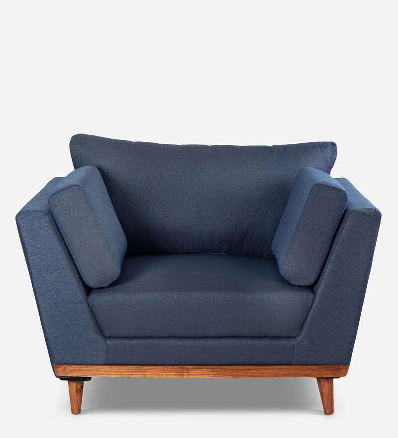 Buy Axton Fabric 1 Seater Sofa in Blue Colour by Evok Online - Modern 1 ...