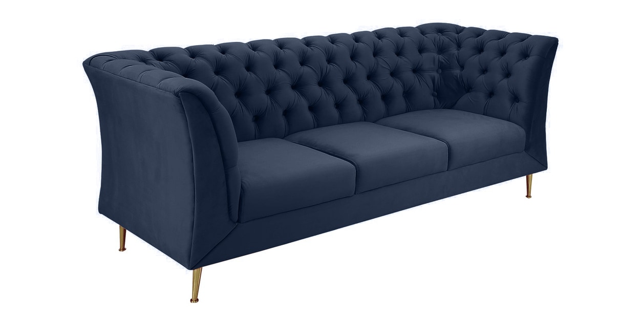 Buy Azalea Velvet Fabric 3 Seater Sofa In Royal Blue Colour By ...