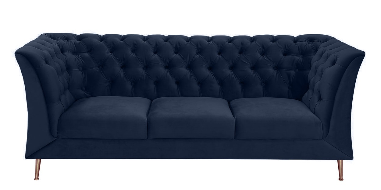 Buy Azalea Velvet Fabric 3 Seater Sofa In Royal Blue Colour By ...