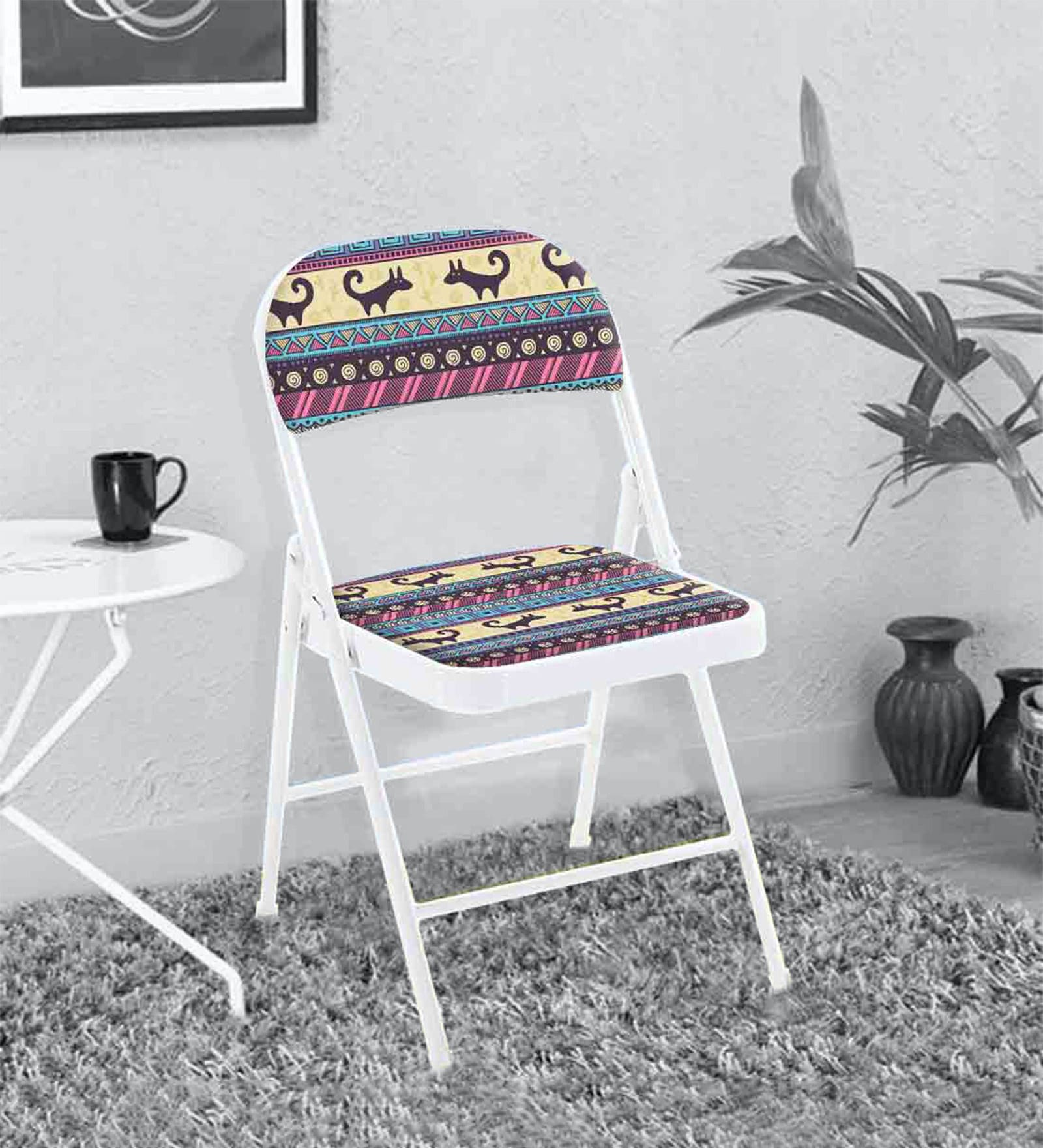 Buy Aztec Print Metal Folding Chair in White Colour at 19% OFF by ...