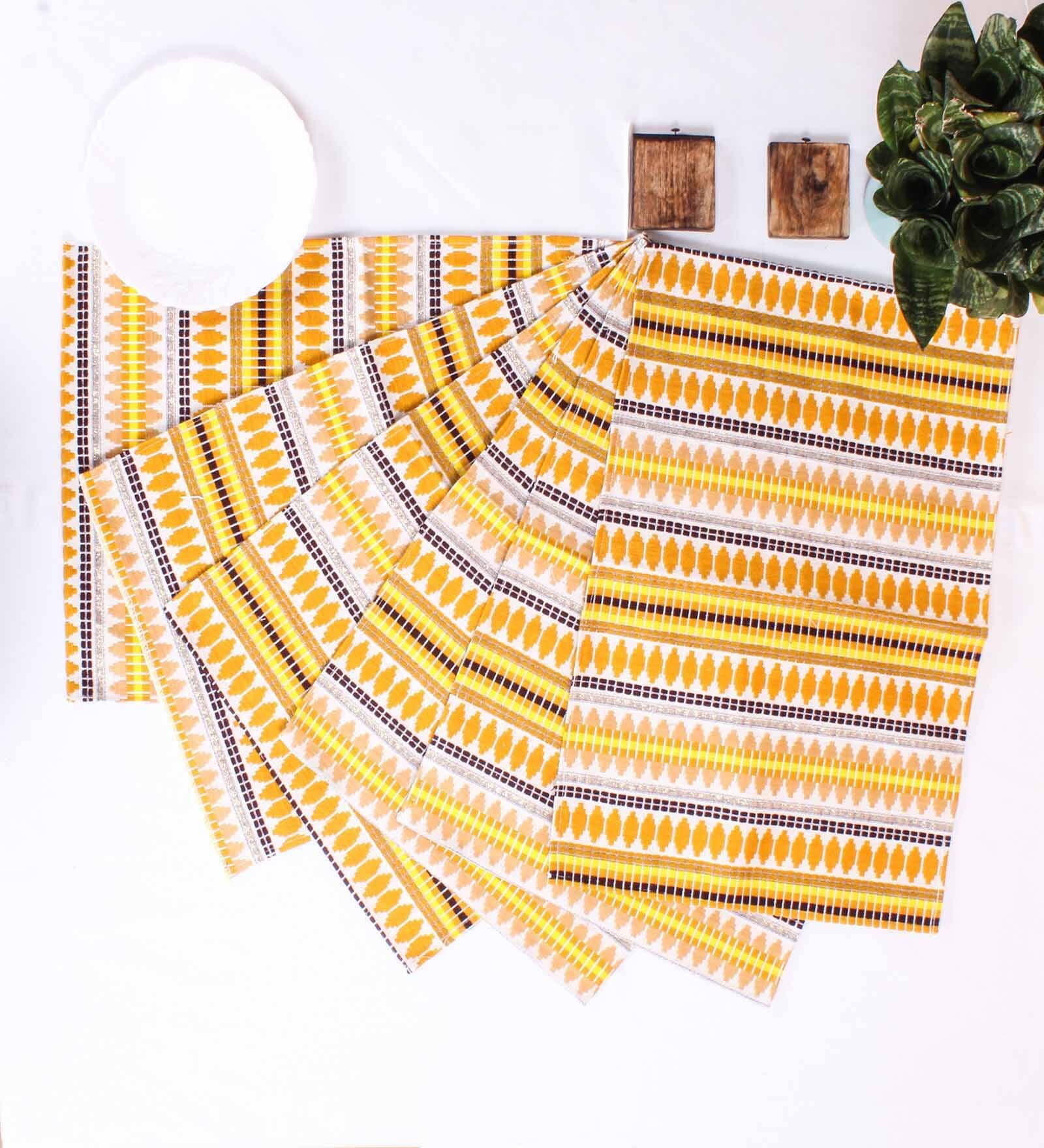 Buy Aztec Yellow Woven (12 X 18) Stripped Printed (Set of 6) Placemats ...