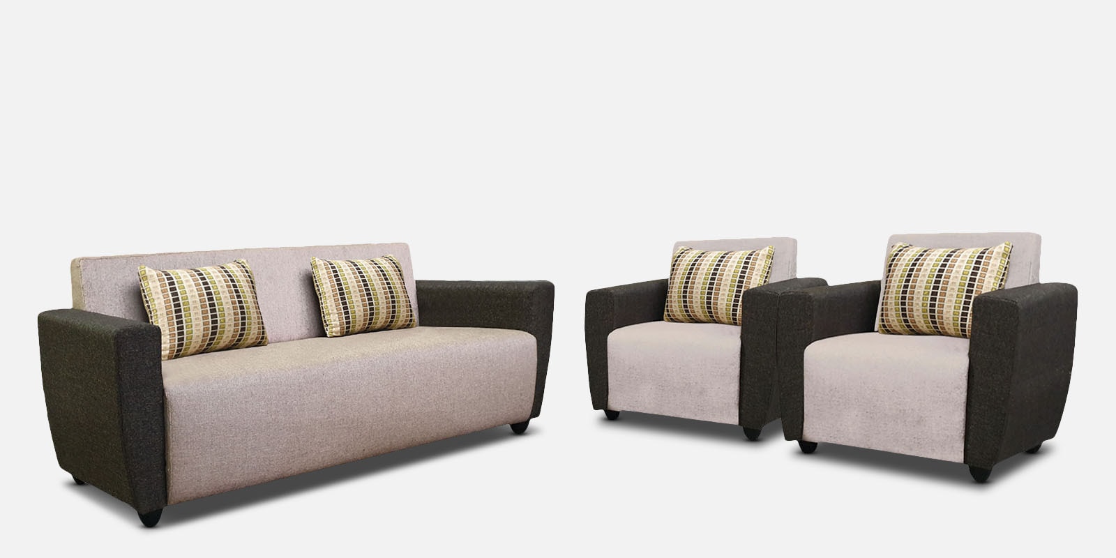 Buy Azure Sofa Set 3+1+1 Seater in Brown & Beige Colour at 55% OFF by ...