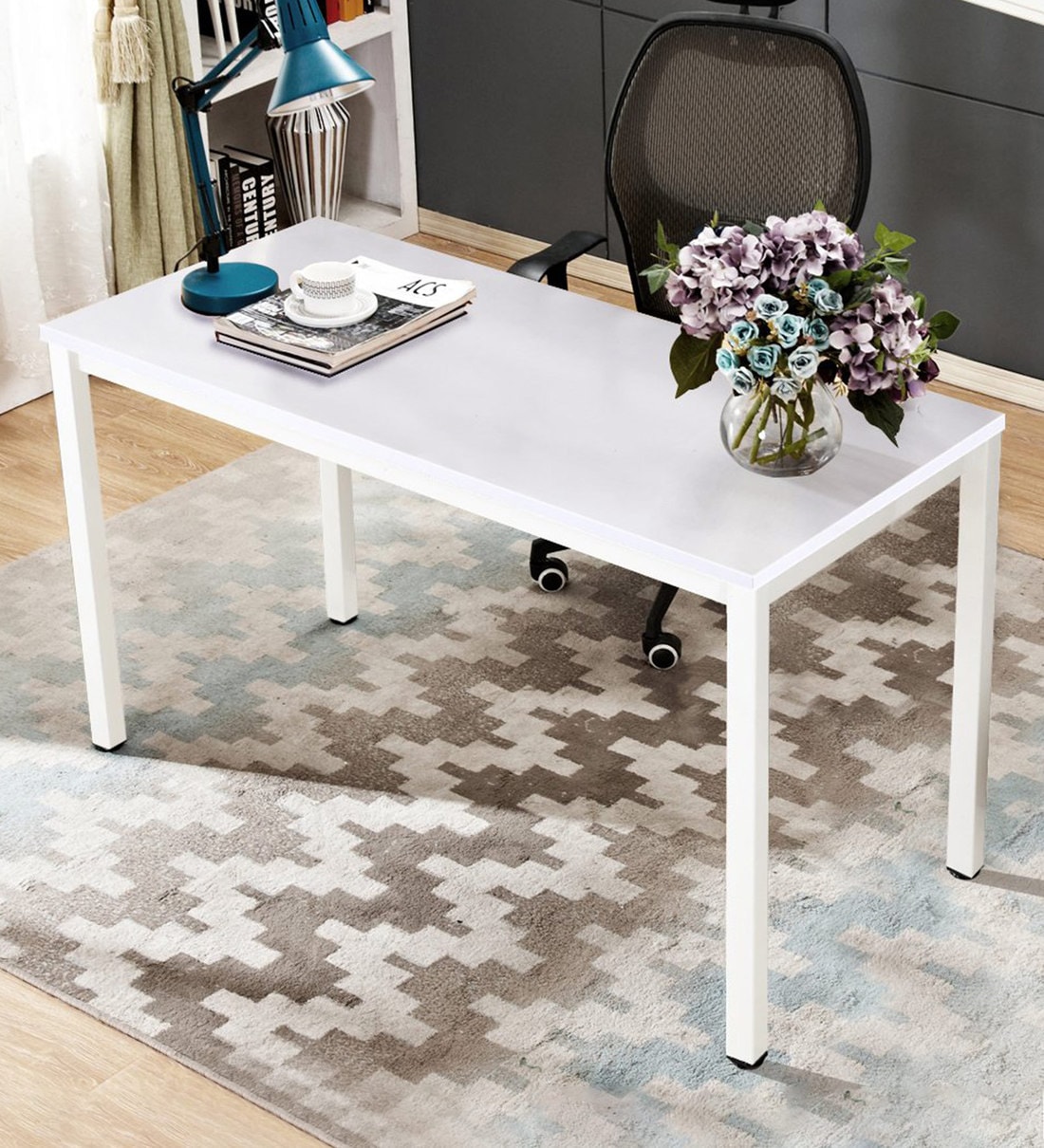 Buy Bale (Medium) Metal Writing Table in White Colour by Workspace by ...