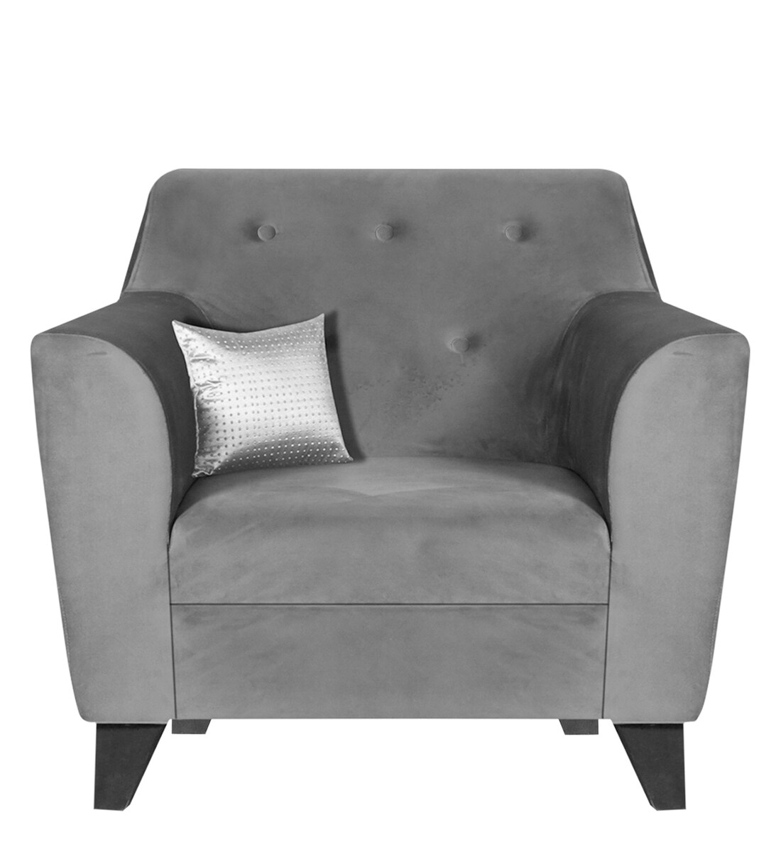 Buy Bali Velvet 1 Seater Sofa in Grey Colour by Trevi Furniture Online ...