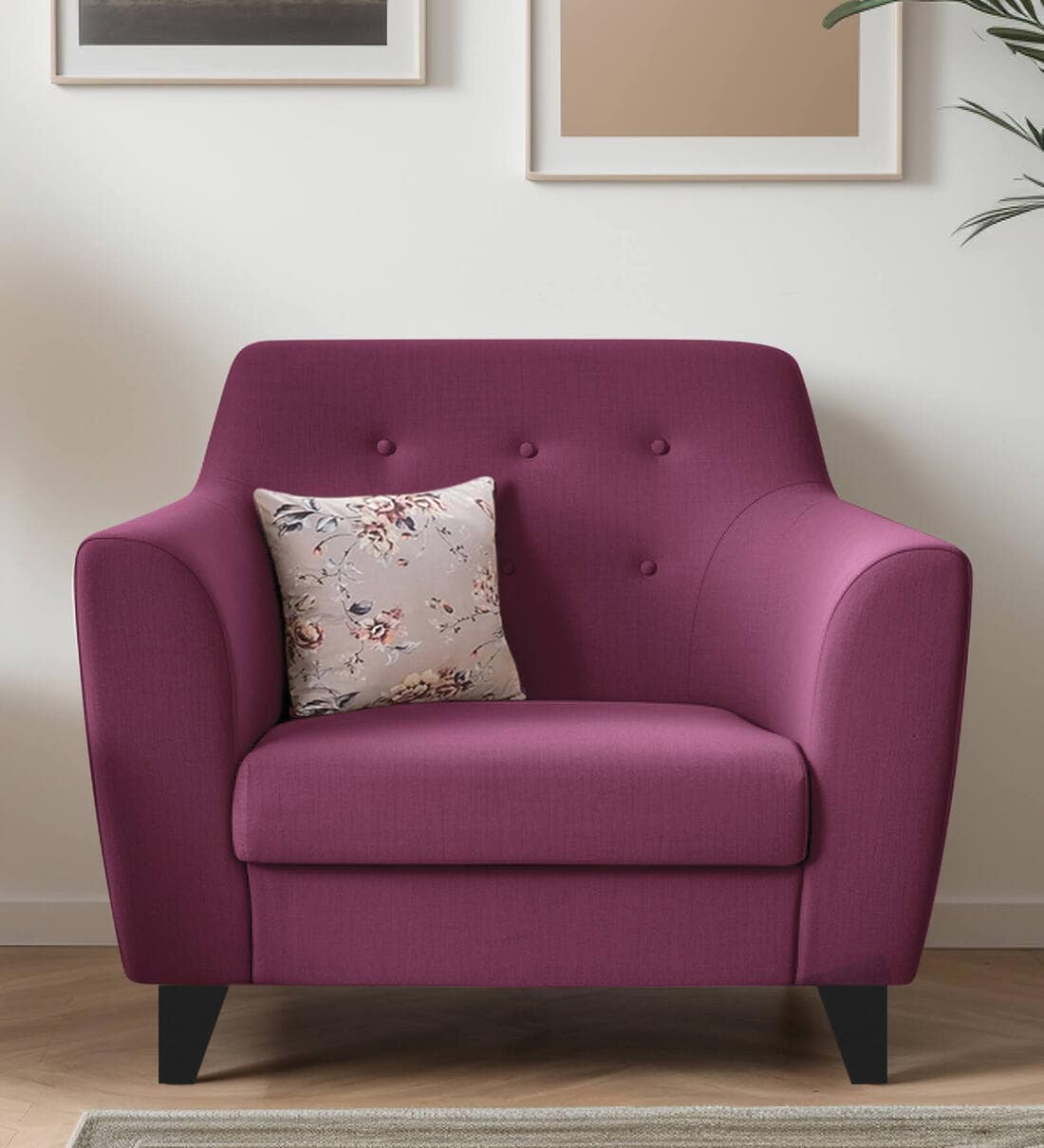 Buy Bali Fabric 1 Seater Sofa In Mulberry Colour at 30% OFF by Trevi ...