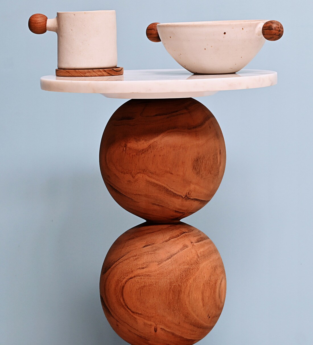 Buy Ball Sheesham Wood End Table in Natural Finish by Objectry Online - Modern End Tables - End ...