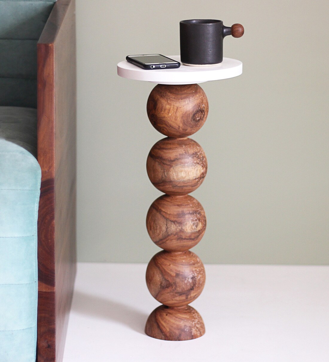 Buy Ball Sheesham Wood End Table in Natural Finish by Objectry Online - Modern End Tables - End ...