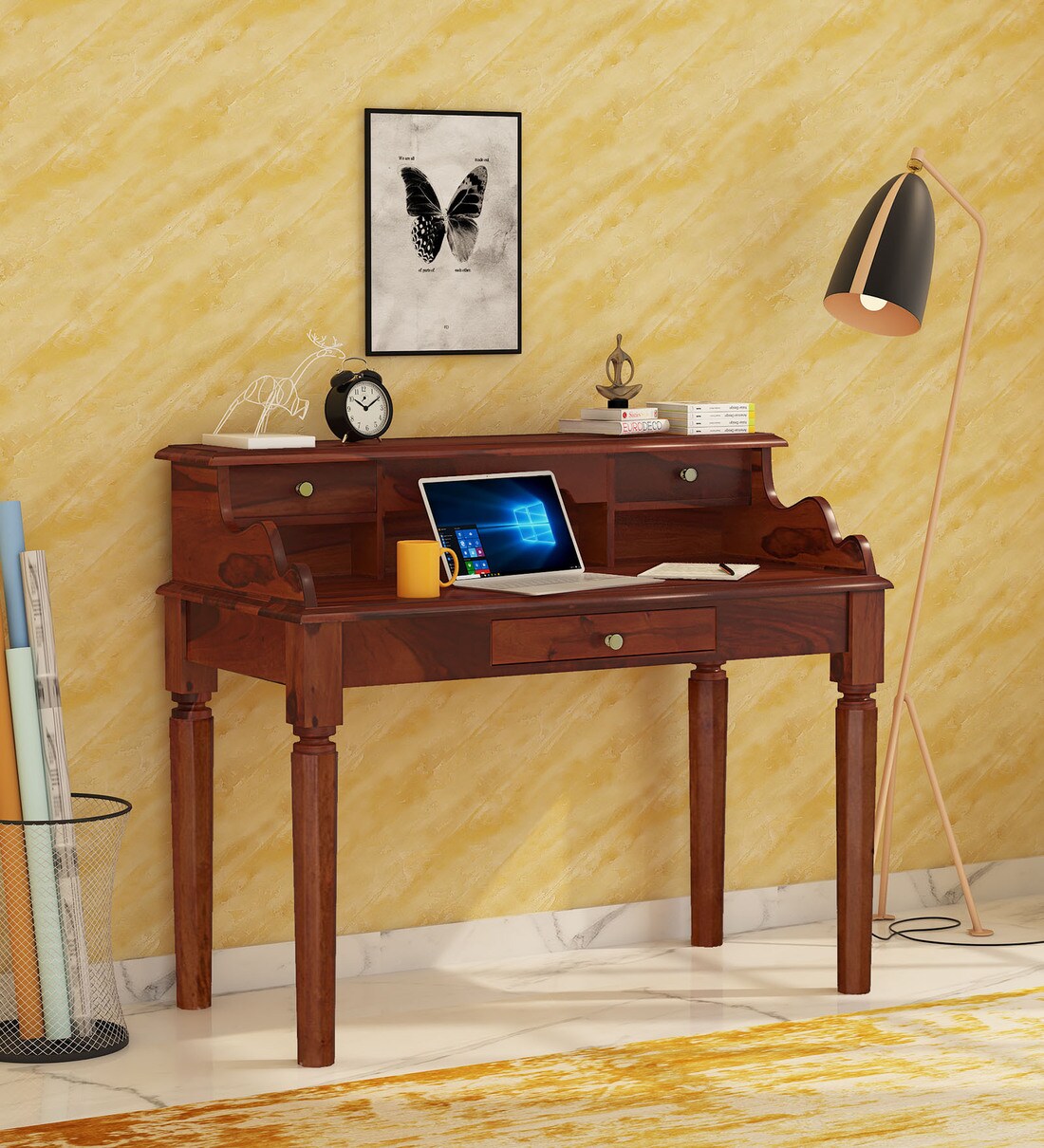 Buy Banbury Writing Table In Honey Oak Finish By Amberville Online ...