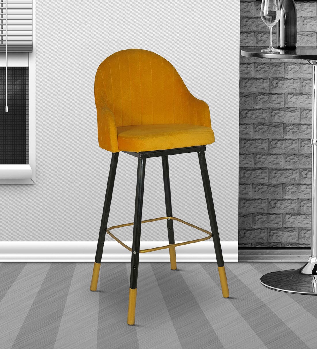 Buy Bar Stool in Mustard Yellow Colour by Creative Seating System at 25 ...