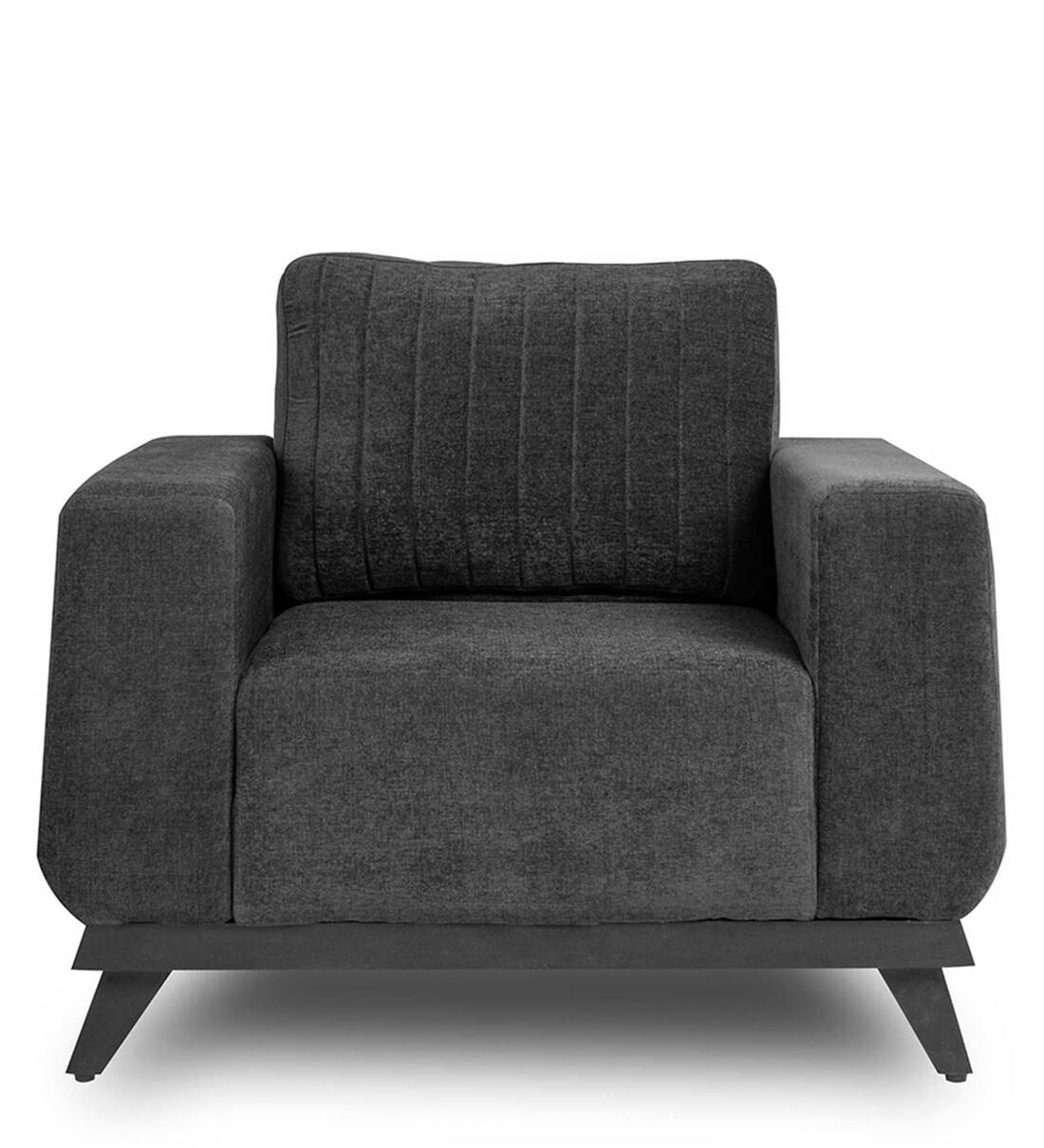 Buy Barcelona Fabric 1 Seater Sofa in Smoke Grey Colour by Wakefit ...