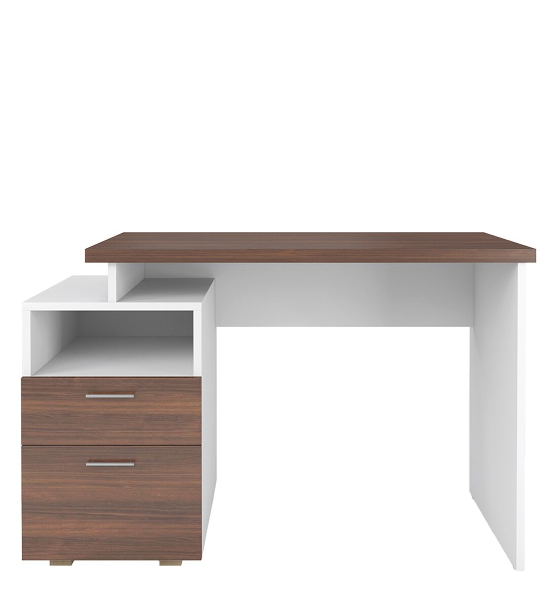 Buy Barkley Writing Table in Matte Frosty White & Walnut Brown Finish ...