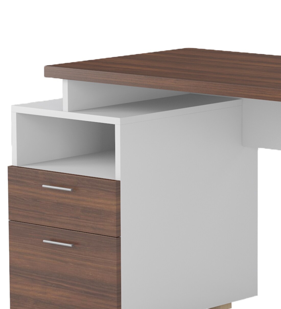 Buy Barkley Writing Table in Matte Frosty White & Walnut Brown Finish ...