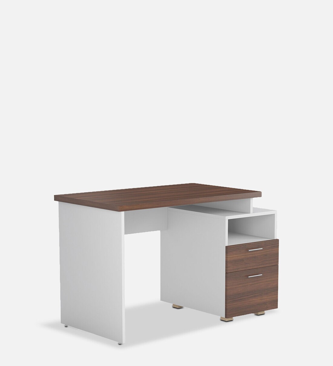 Buy Barkley Writing Table in Matte Frosty White & Walnut Brown Finish ...