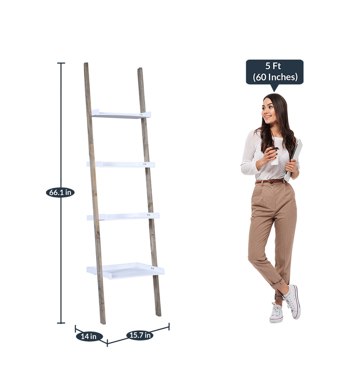 Buy Barnard Compact Ladder Display Unit & Book Shelf in White Colour by ...