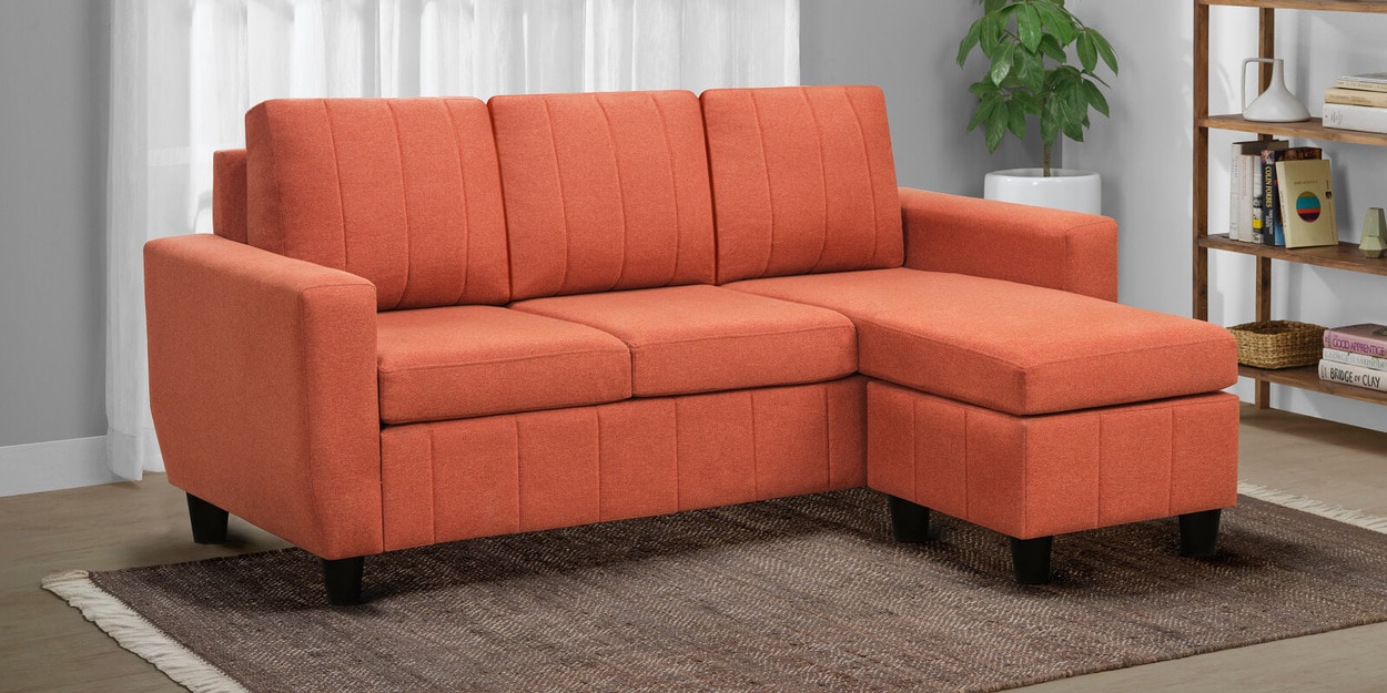 Buy Bae Fabric LHS Sectional Sofa in Ember Orange Colour at 28% OFF by ...