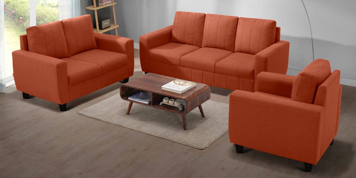 Buy Bae Sofa (3+2+1) In Ember Orange Colour at 25% OFF by Sleepyhead | Pepperfry