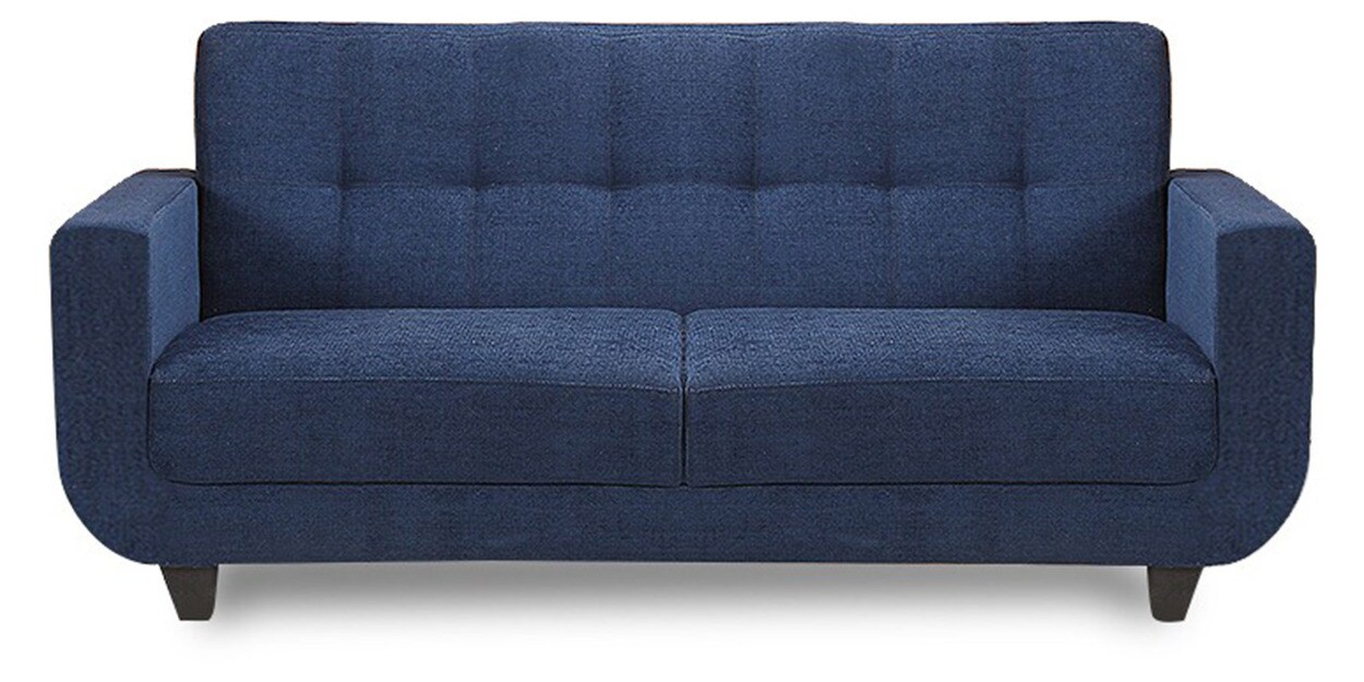 Buy Berlin Fabric 3 Seater Sofa in Blue Colour by Crystal Furnitech ...