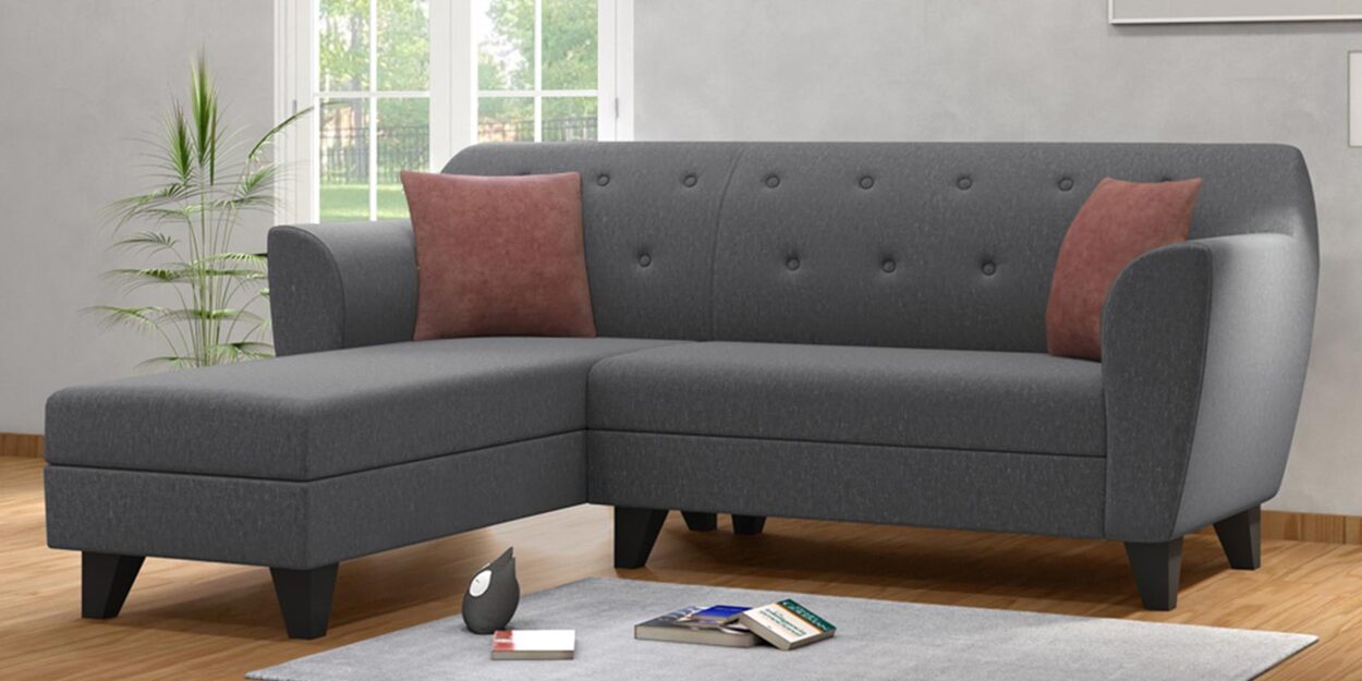 Buy Bali 5 Seater Rhs Sectional Sofa In Grey Colour By Trevi Furniture Online - Modern RHS ...