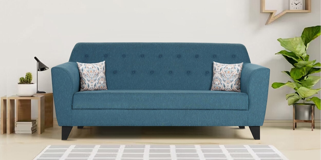 Buy Bali Fabric 3 Seater Sofa in Blue Colour at 48% OFF by Trevi ...