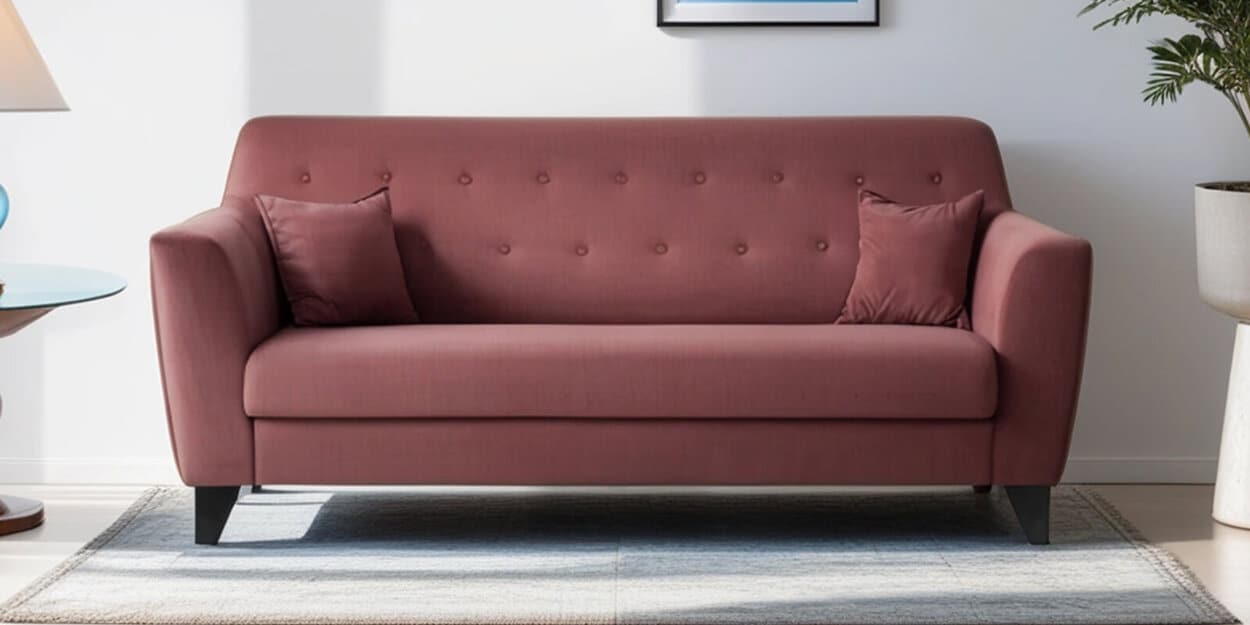 Buy Bali Velvet 3 Seater Sofa In Berry Wine Colour at 30% OFF by Trevi ...