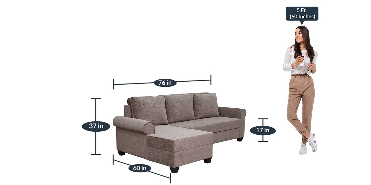 Buy Barcelona RHS 2 Seater With Lounger Light Brown Colour by Furnitech ...