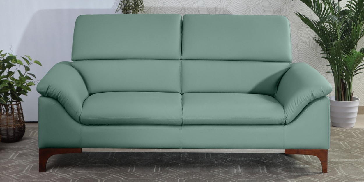 Buy Bario Leatherette 2 Seater Sofa In Sage Green Colour By Casacraft ...