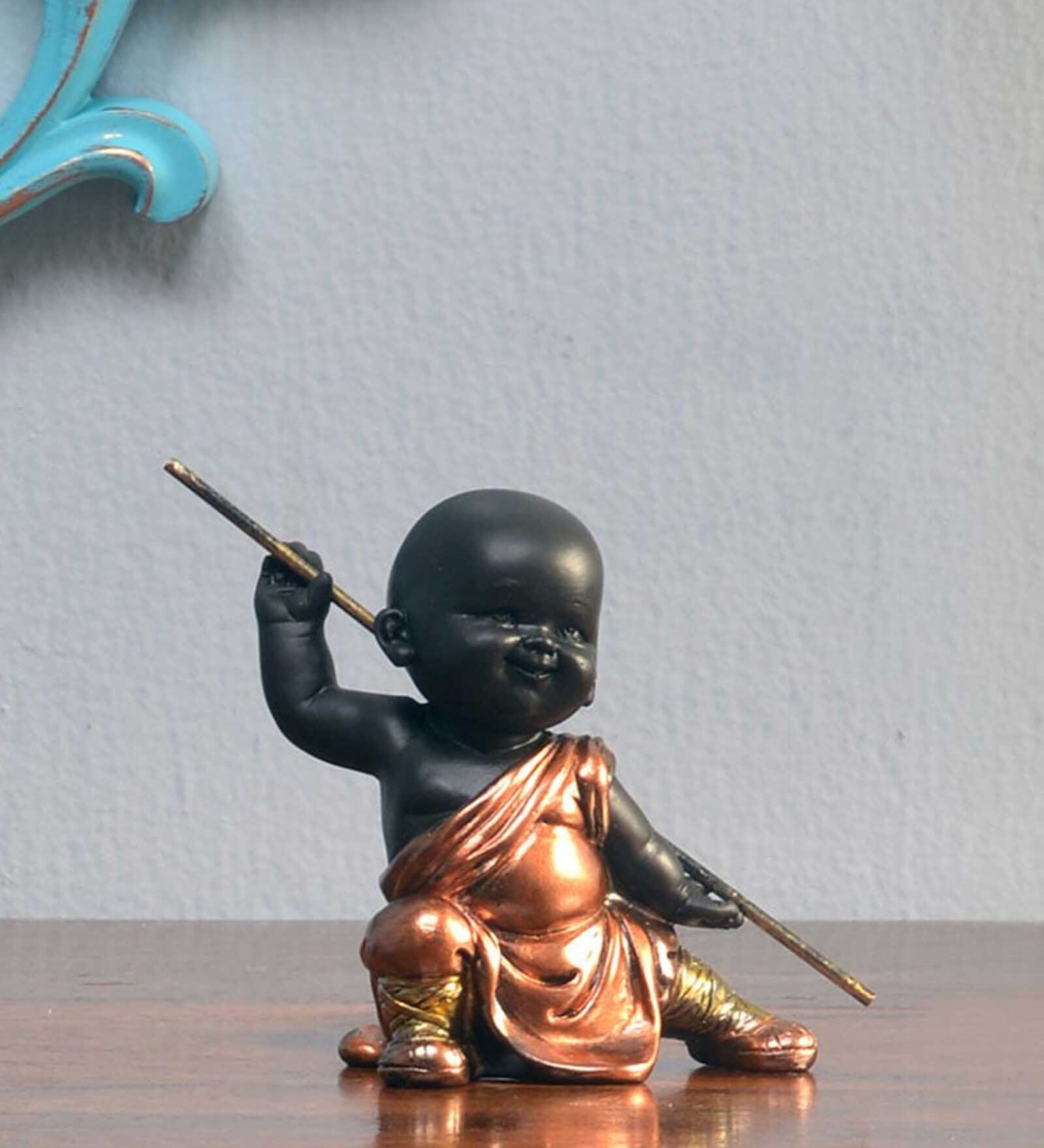 Buy Baby Monk Holding Stick Spiritual Idol Brown by @home at 16% OFF by ...
