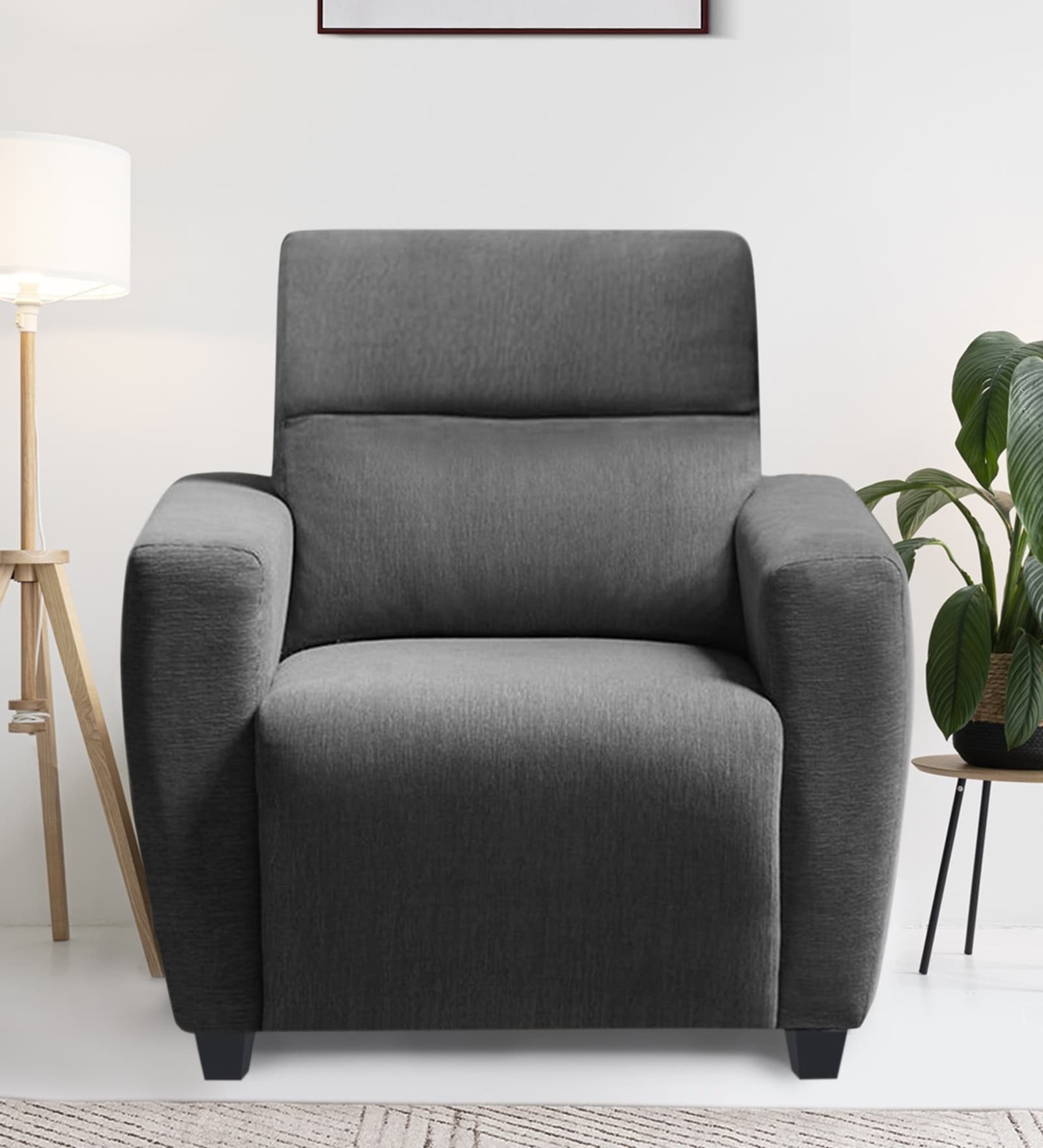 Buy Bakadi Fabric 1 Seater Sofa in Charcoal Grey Colour at 48% OFF by ...