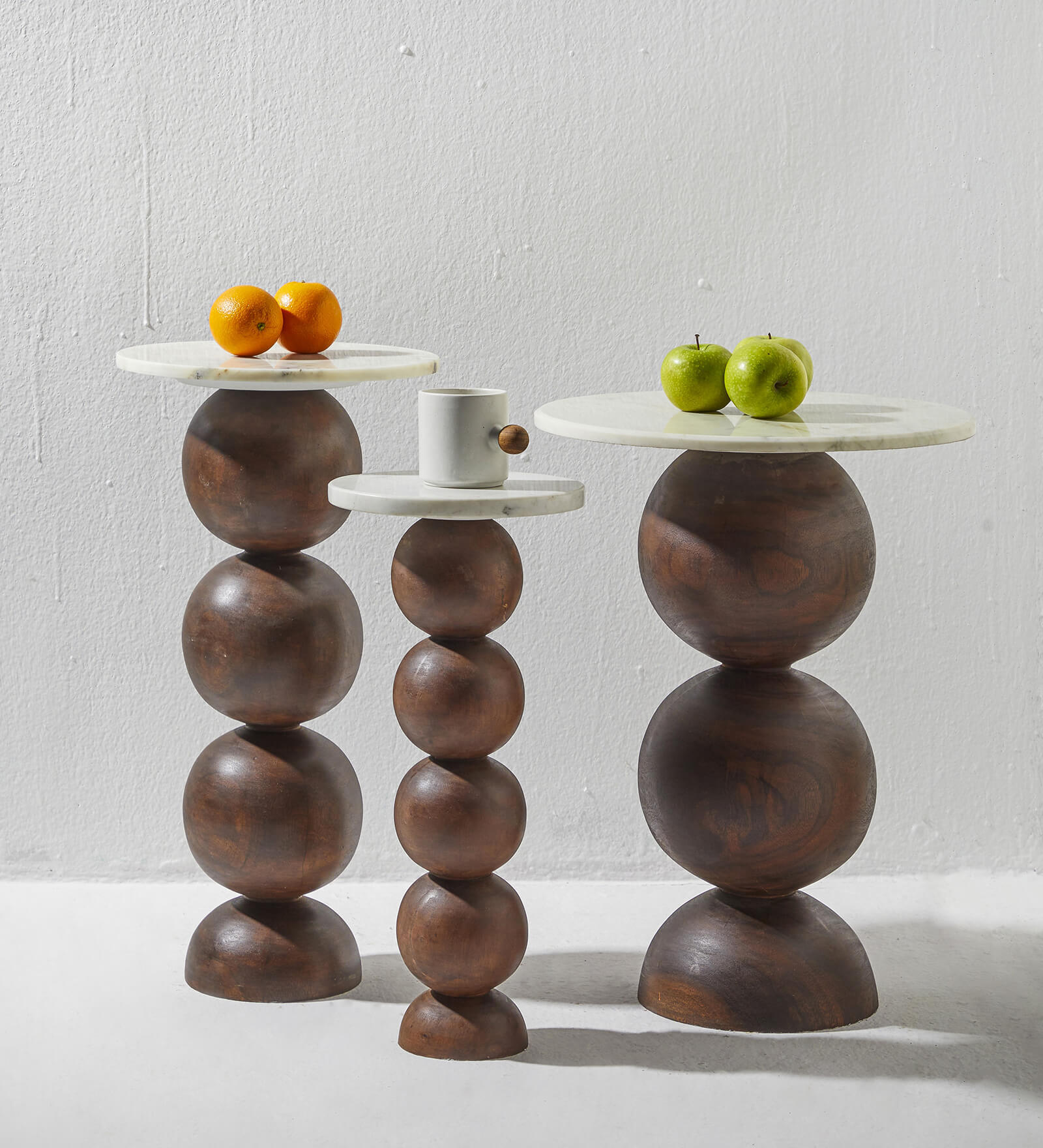 Buy Ball Pack Marble End Table In Brown Colour (Set of 3) at 100% OFF by Objectry | Pepperfry