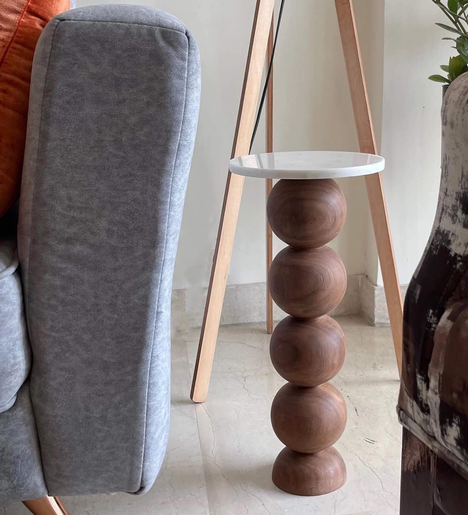 Buy Ball Pack Marble Top End Table In Brown Colour at 100% OFF by Objectry | Pepperfry