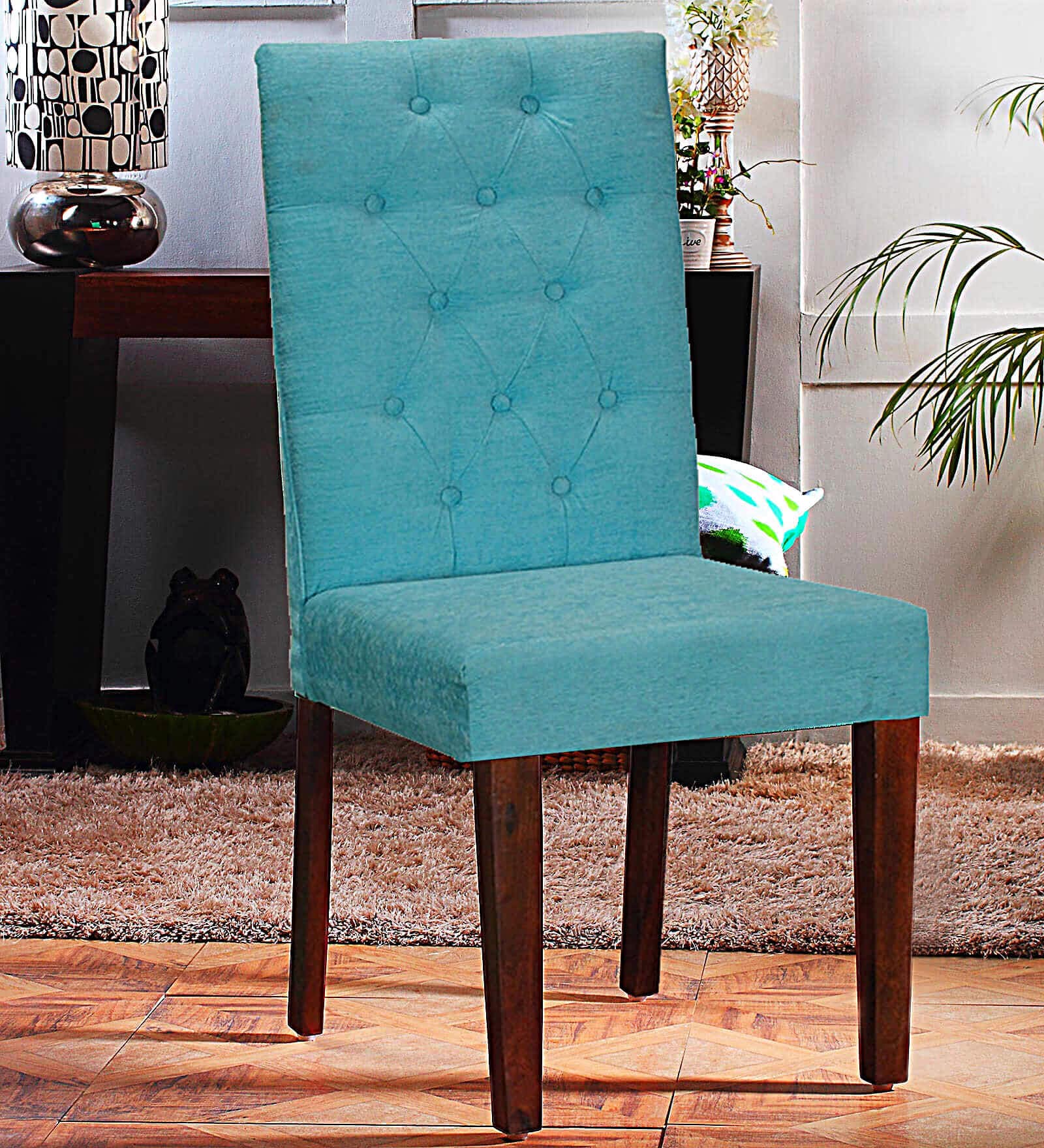 Buy Ballans Button Chair in Aqua Blue Color by Amberville Online ...