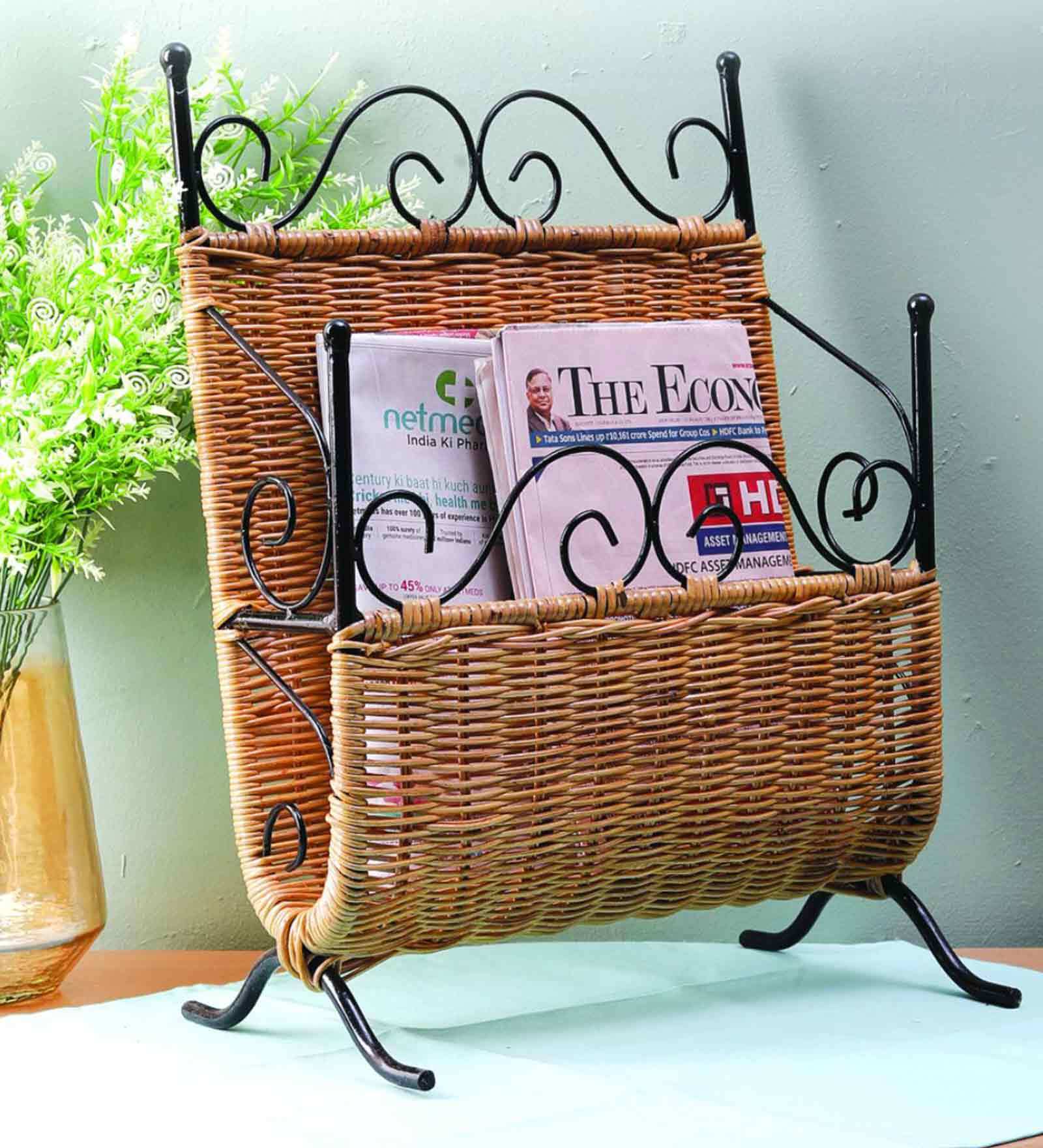Buy Bamboo Wicker Magazine Holder With Iron Frame at 13% OFF by ...