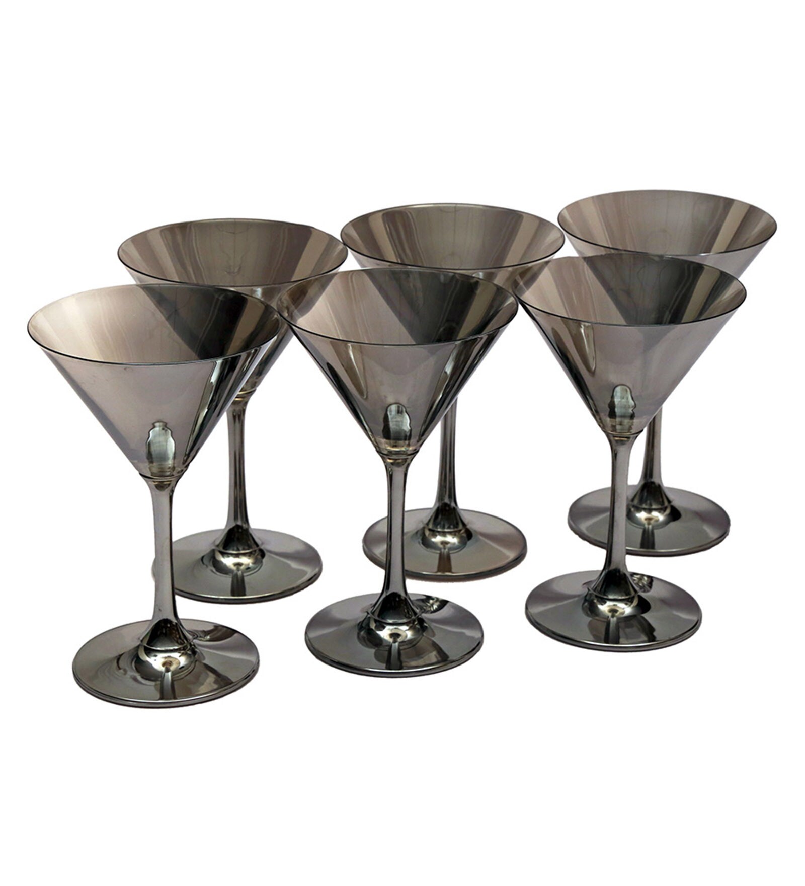 Buy Bar World Fancy Metallic Glass 160 ML Martini Glasses - Set of 6 ...