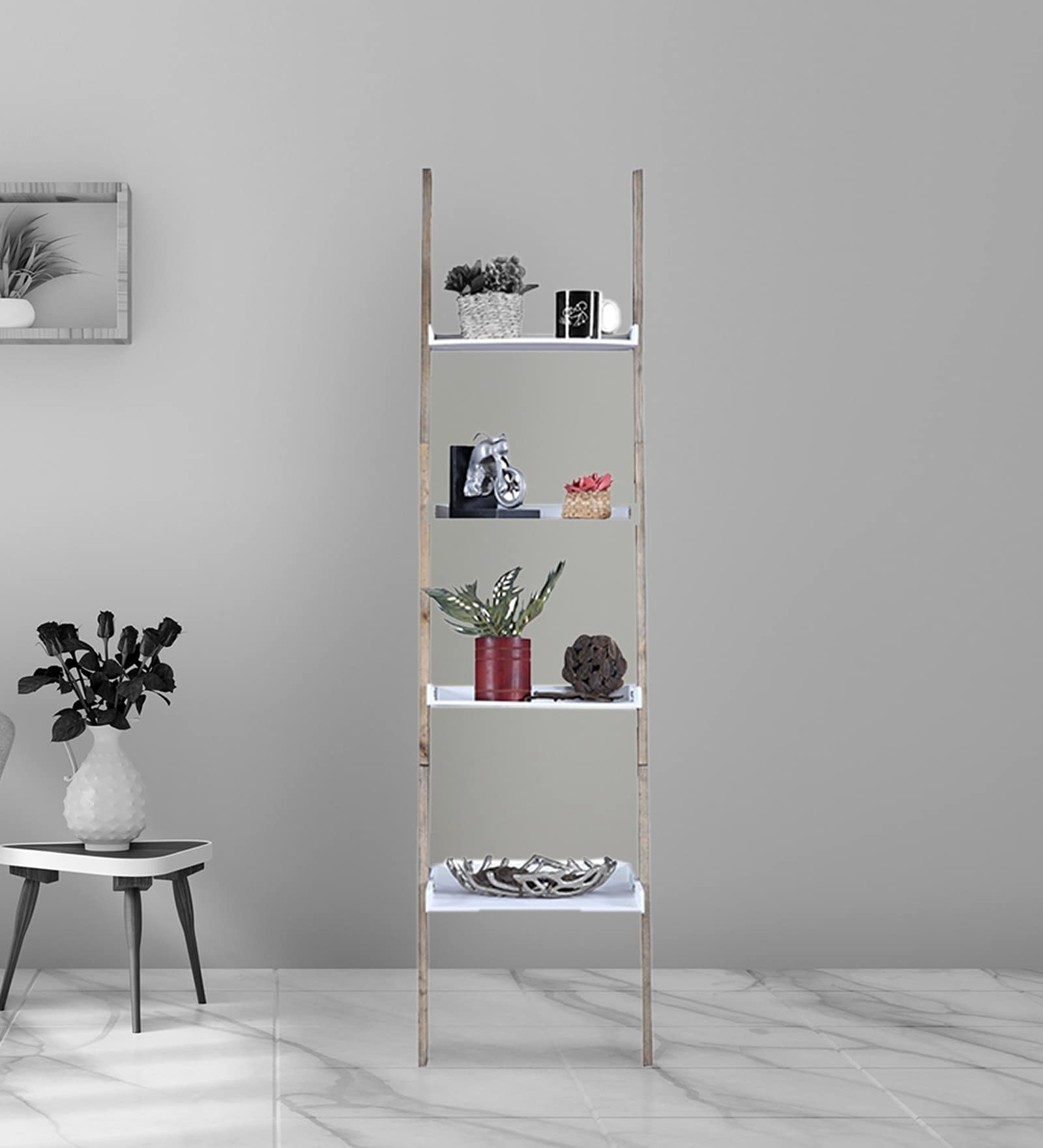 Buy Barnard Compact Ladder Display Unit & Book Shelf in White Colour at ...
