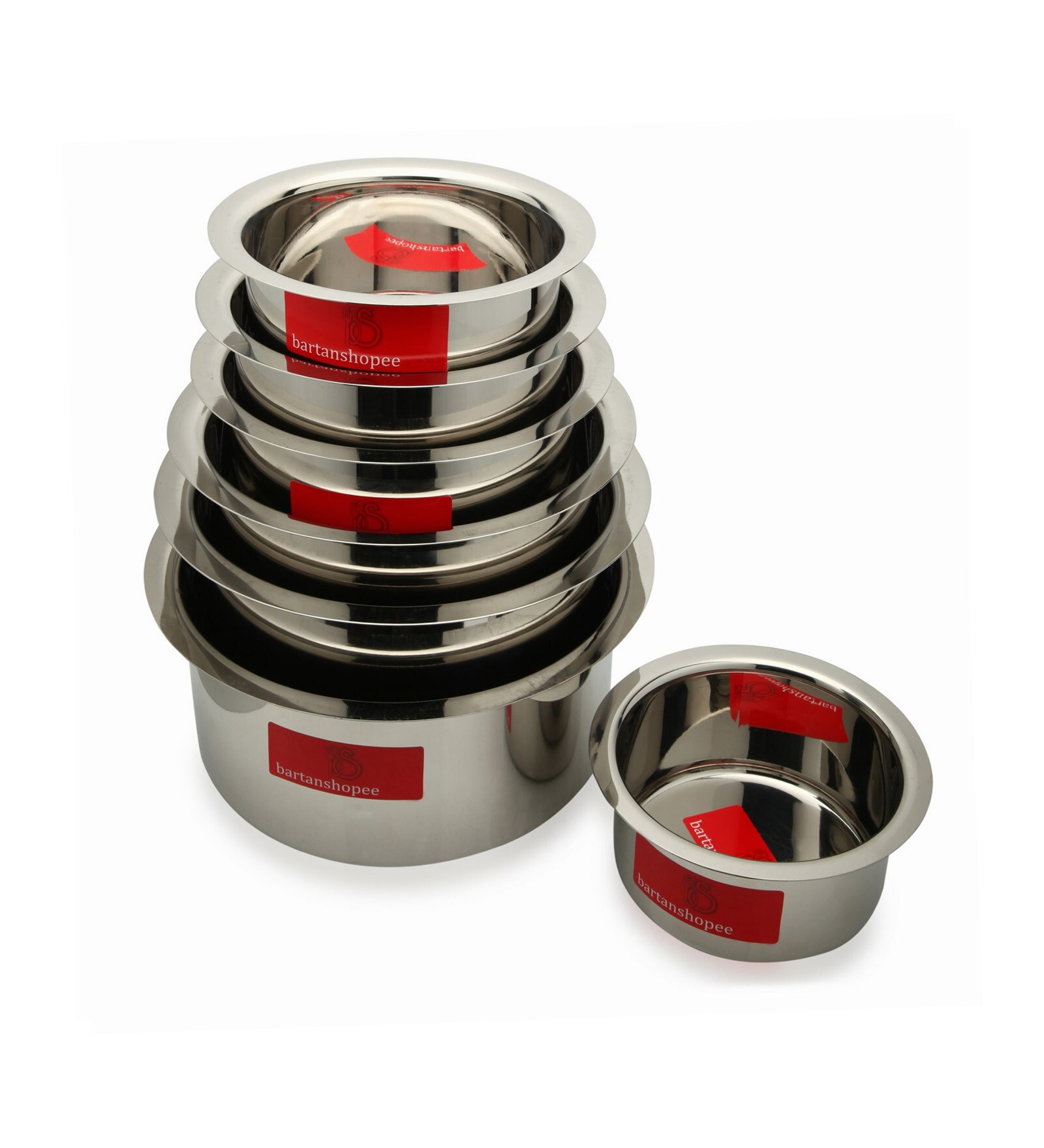 Buy Bartan Shopee Stainless Steel Cookware & Serving Pots - Set Of 7 ...