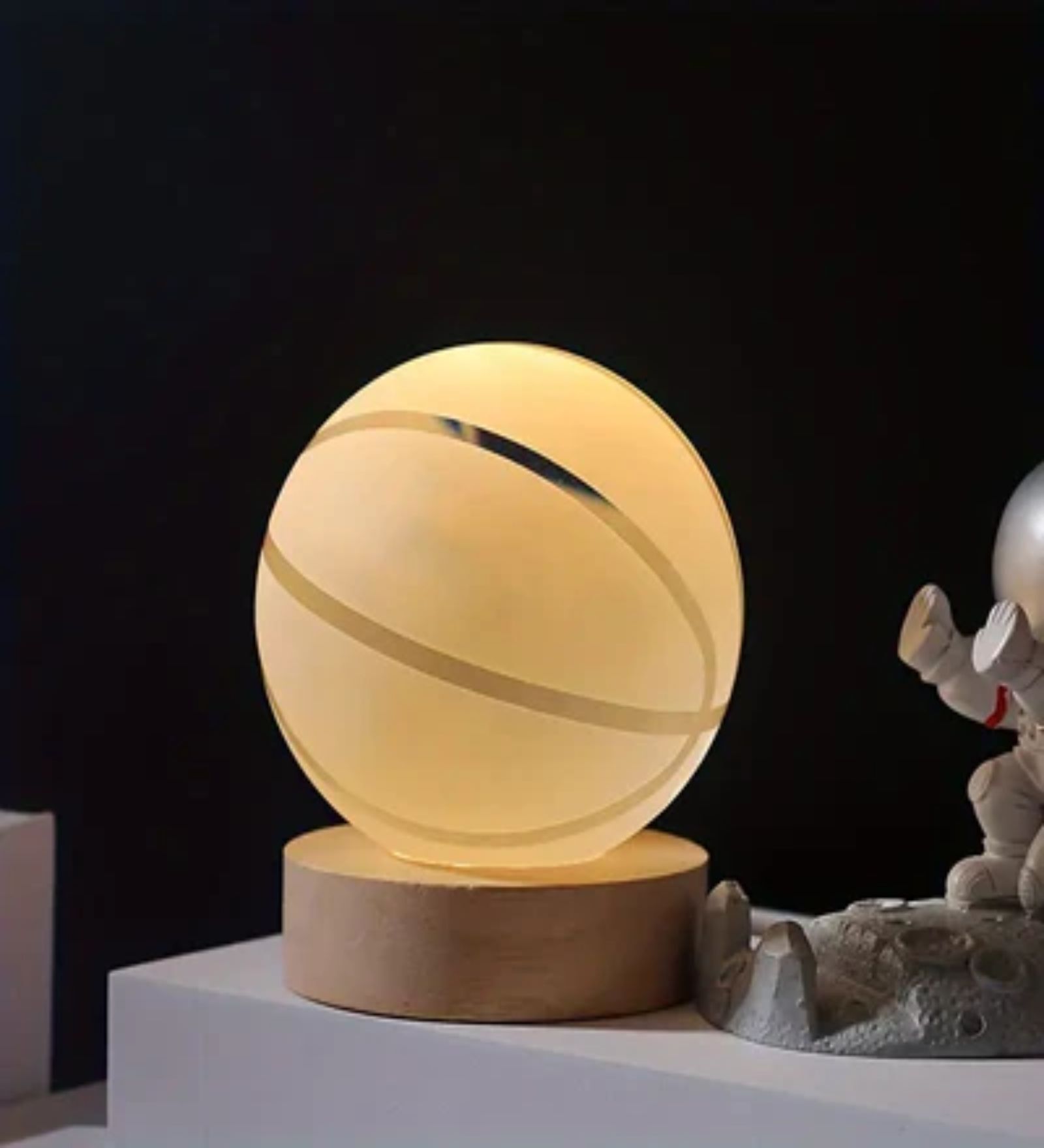 Buy Basketball 3D Glass Ball with Wooden Base USB operated Night Lamp ...