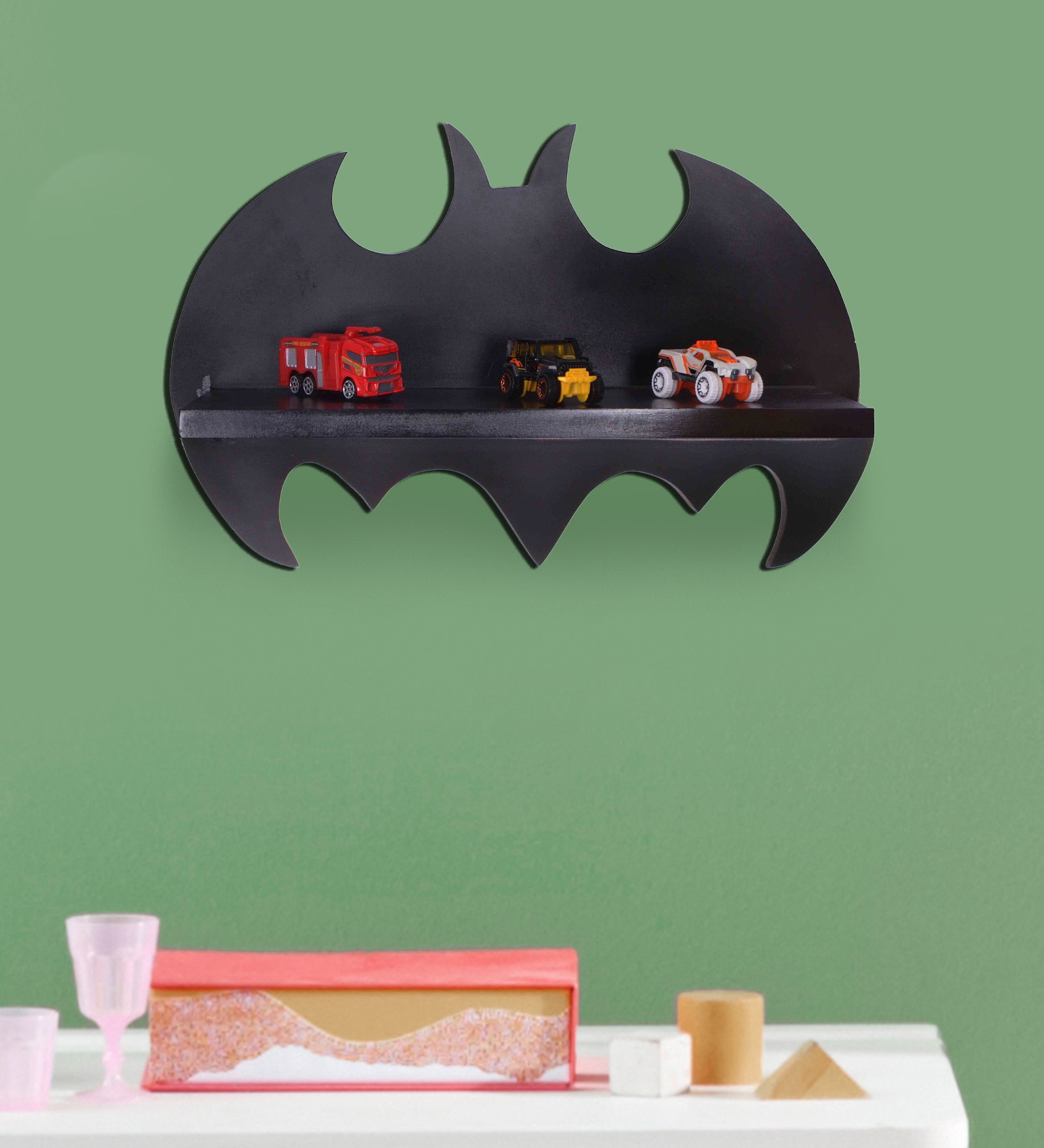 Buy Batman Wall Shelf in Black by Ikooji Online - Wardrobes - Bed Room ...