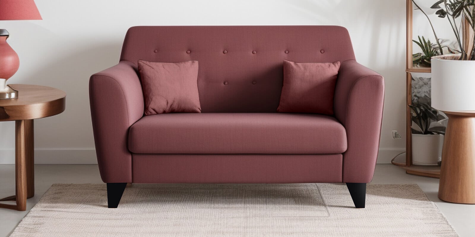 Buy Bali Velvet 2 Seater Sofa In Berry Wine Colour at 30% OFF by Trevi ...