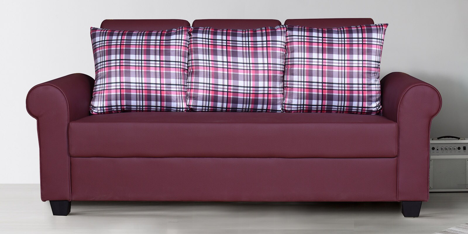 Buy Barcelona 3 Seater Sofa In Maroon Colour at 30% OFF by Furnitech ...