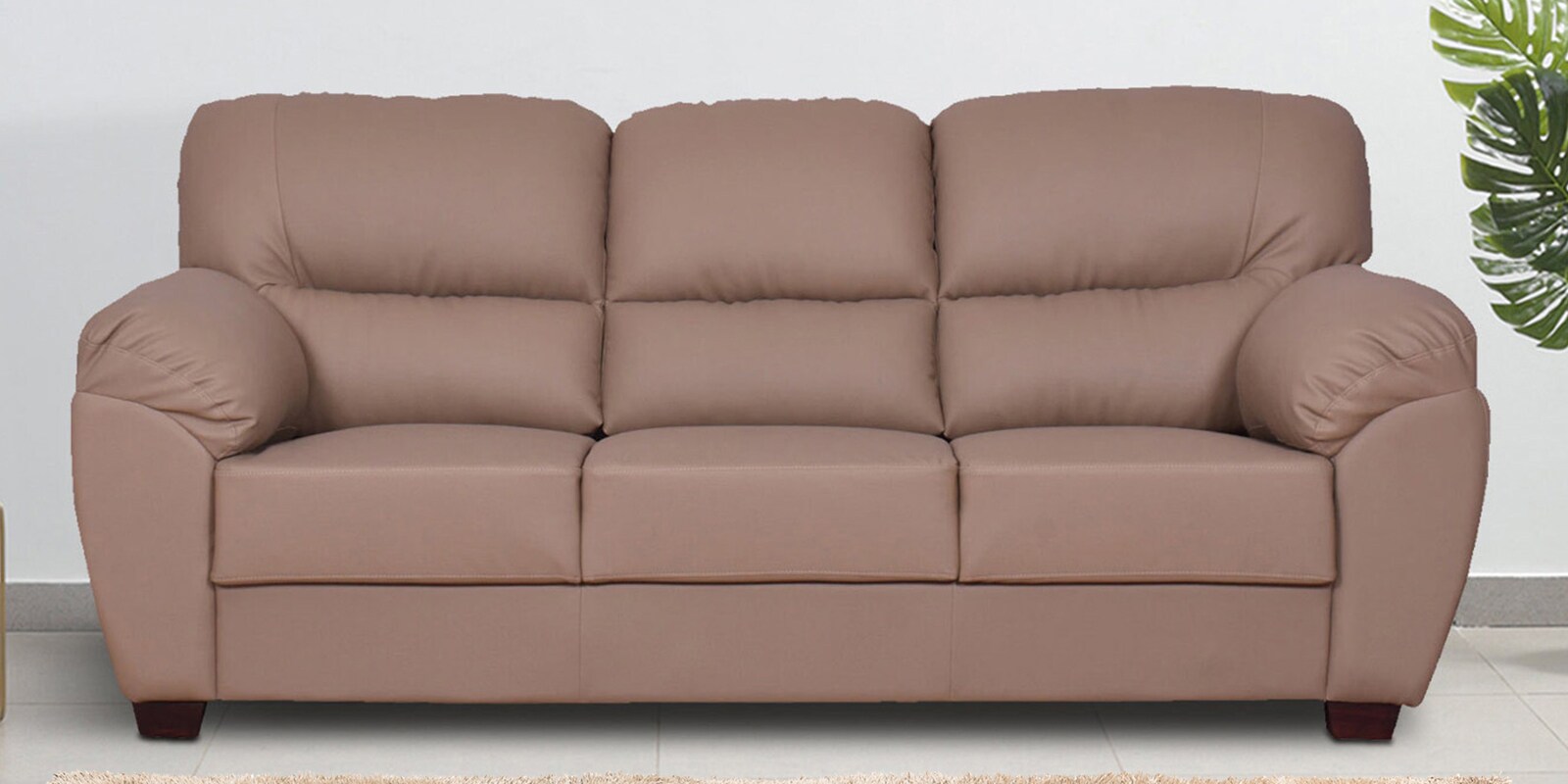 Buy Bari Leatherette 3 Seater Sofa In Grey Buff Colour at 33% OFF by ...