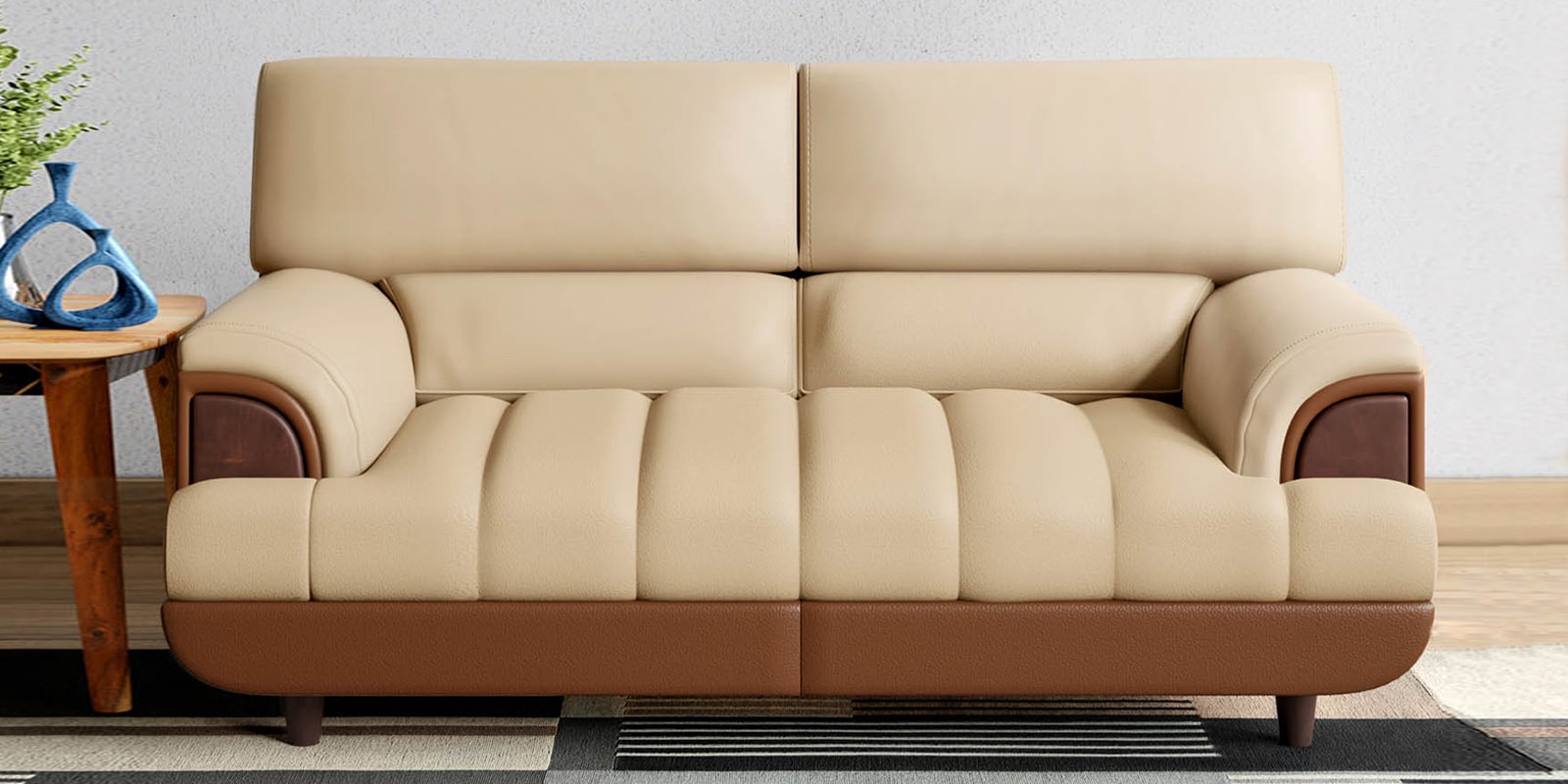 Buy Bayflow Leatherette 2 Seater Sofa In Cofee Brown Colour at 10% OFF by Godrej Interio | Pepperfry