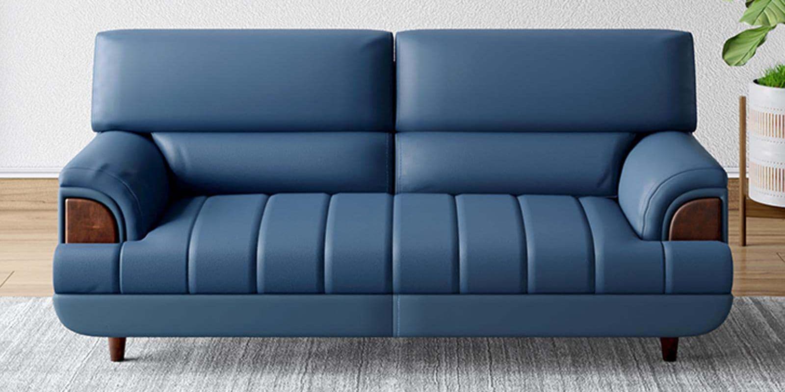Buy Bayflow Leatherette 3 Seater Sofa In Rubben Blue Colour at 16% OFF by Godrej Interio | Pepperfry
