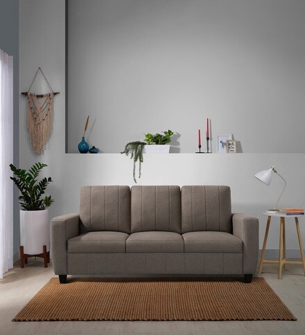 Buy Bae Fabric 3 Seater Sofa in Pebble Brown Colour by Sleepyhead ...