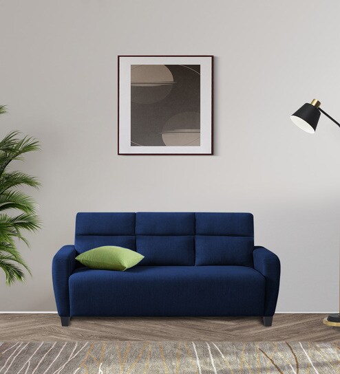 Buy Bakadi Fabric 3 Seater Sofa in Royal Blue Colour Online - Modern 3 ...