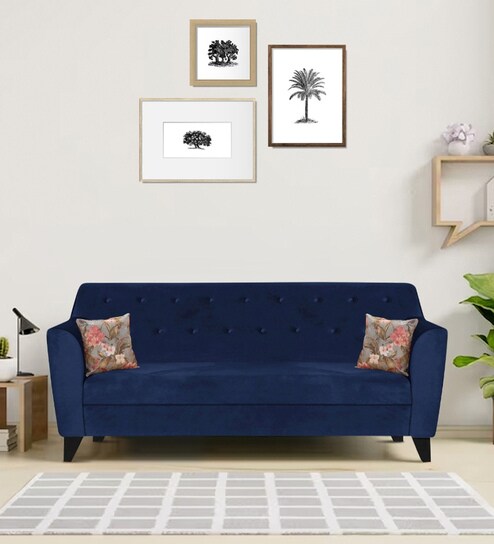 Navy Blue Velvet Sofa Set | Cabinets Matttroy