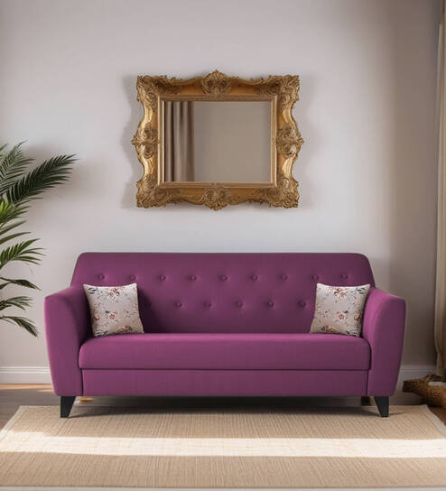 Buy Bali Velvet 3 Seater Sofa In Berry Wine Colour at 30% OFF by Trevi ...