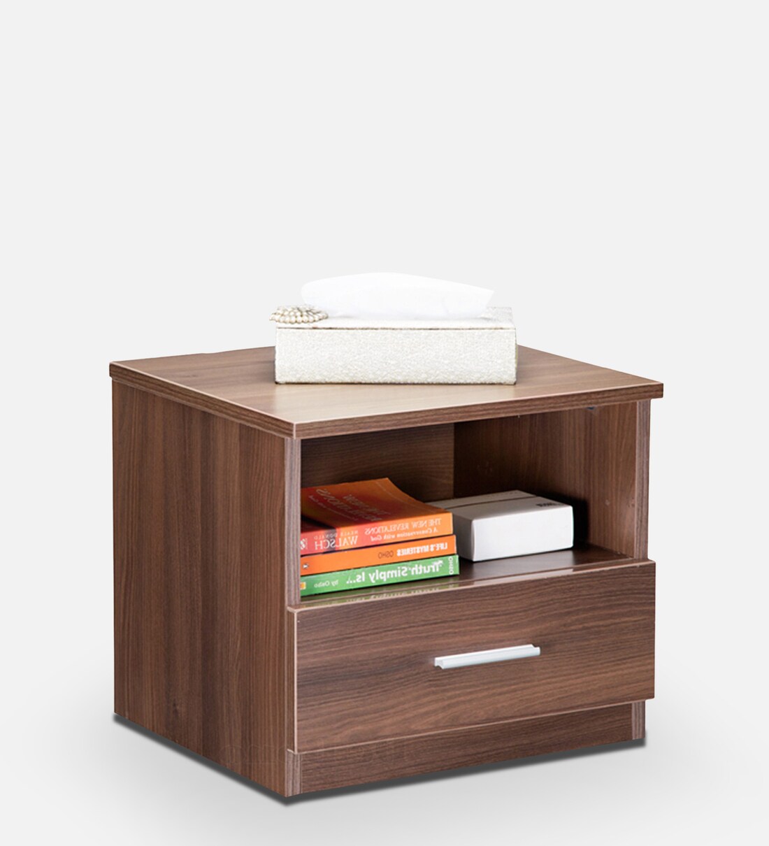 Buy Toledo Bedside Table in Acacia Dark Matt Finish with Drawer at 100% ...