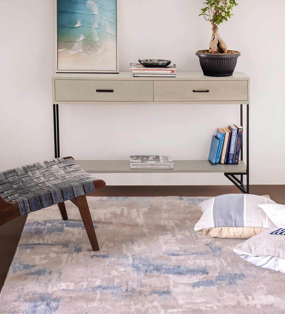 Buy Beige Abstract Blended Wool 8 ft x 10 ft Hand Tufted Carpet by ...