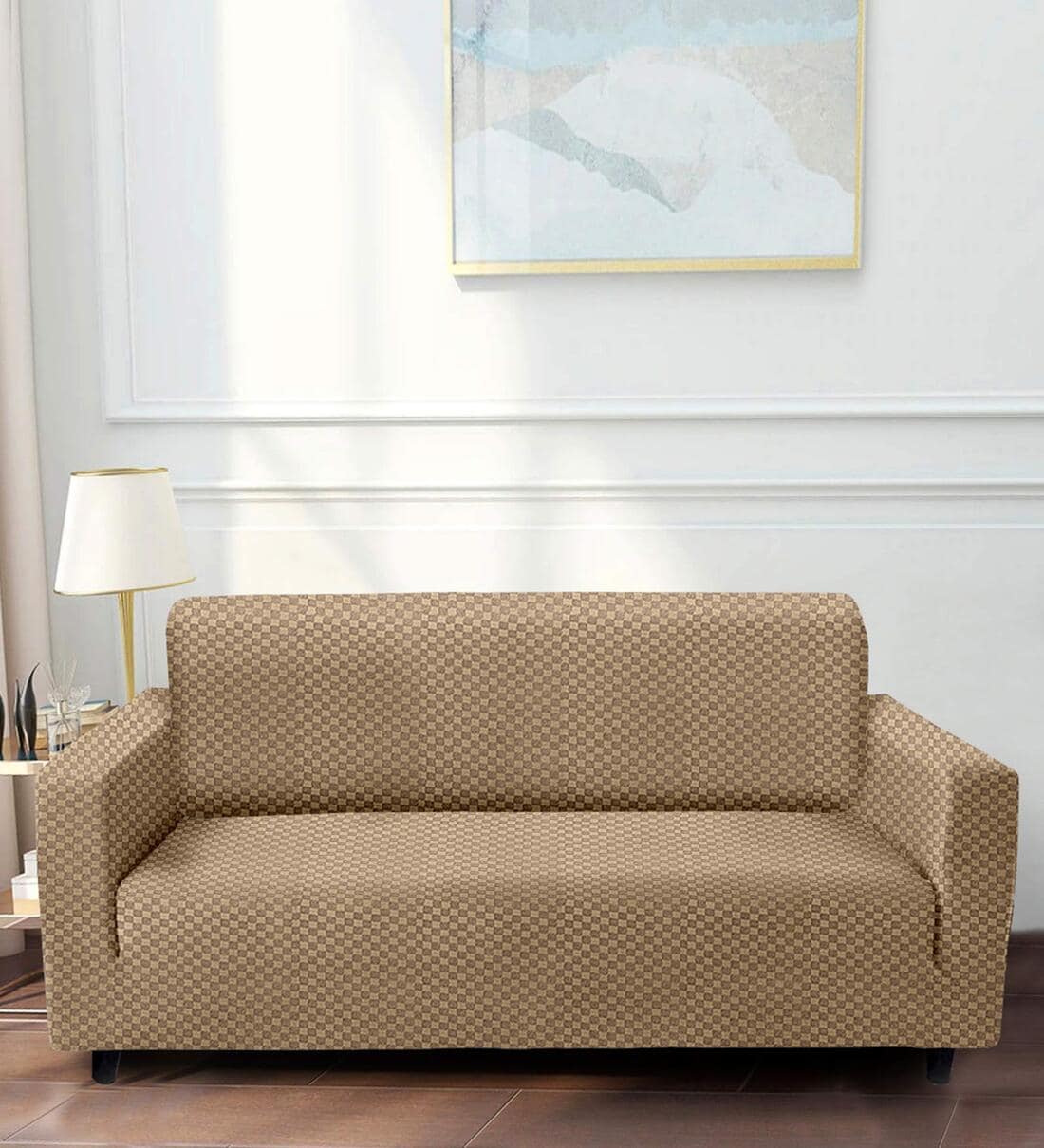Buy Beige Geometric Polyester 2 Seater Sofa Cover by Cortina at 55% OFF ...